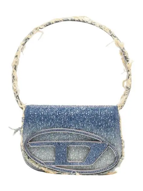 DIESEL® 1dr Logo Plaque Denim Shoulder Bag - Gray