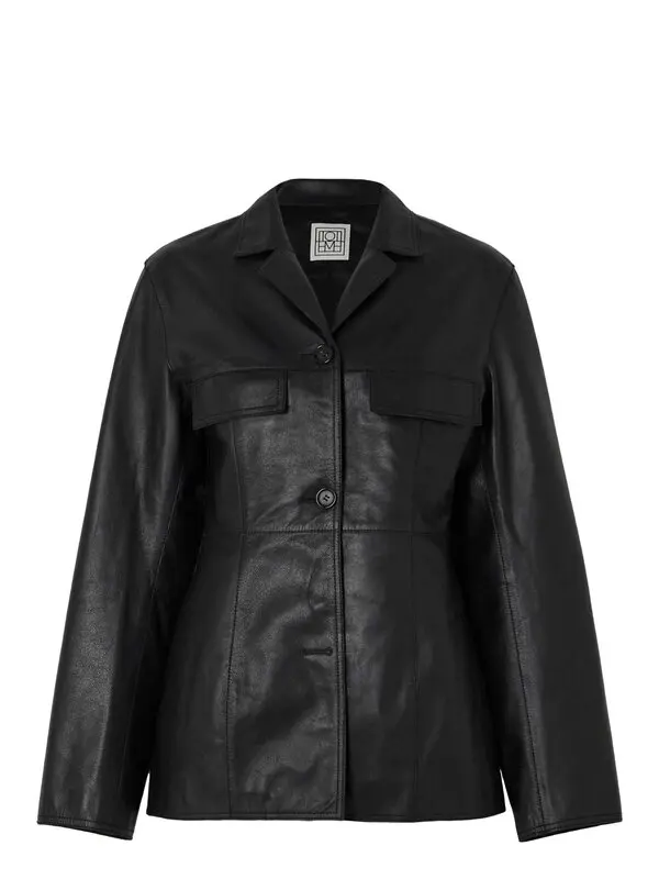 TOTEME Hourglass Buttoned Leather Jacket - Black