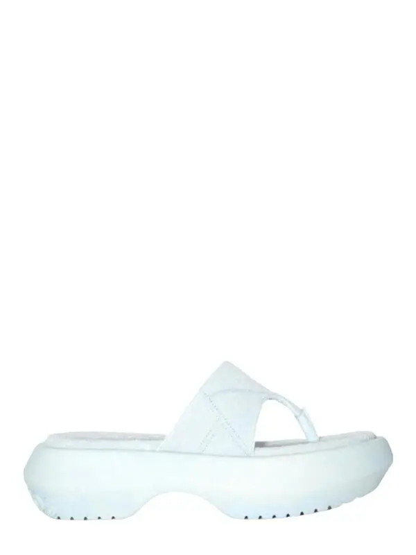 Acne Studios Suede Thong-strap Slip-on Sandals With Thick Heel - Blue/beige