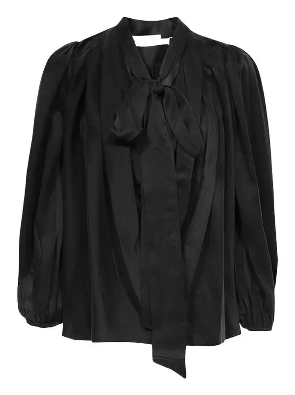 Zimmermann Long-sleeved Billow Blouse With Lace Detailing - Black