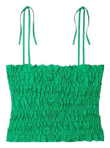 Tory Burch Ruched Strap Top - Spring Jade