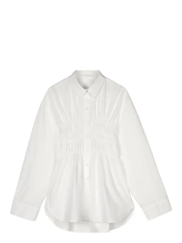 Cecilie Bahnsen Long-sleeved Shirt With Lapel Collar - White