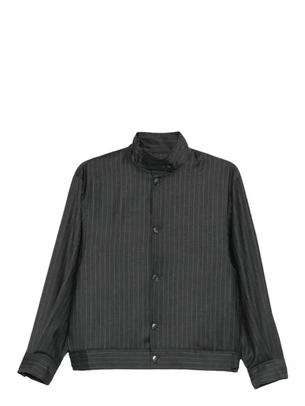 AYA MUSE Pinstriped Bomber Jacket - Gray