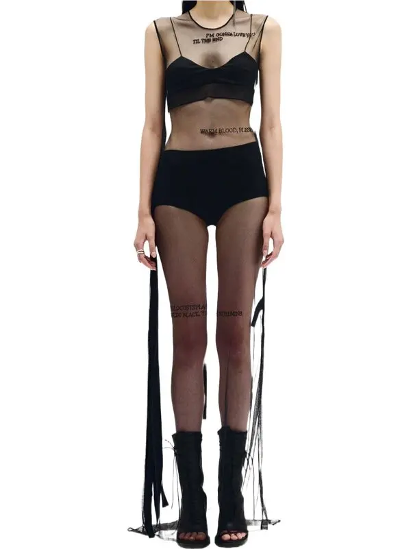 ANN DEMEULEMEESTER Mesh Maxi Dress With Pearl Embroidery - Black