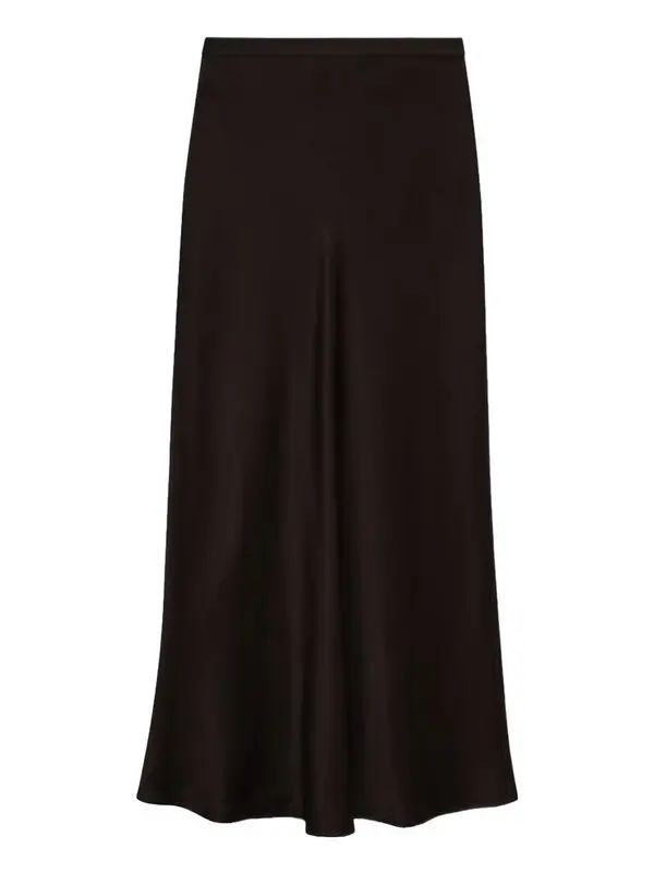 ANINE BING Bar Satin Midi Skirt - Dark Brown
