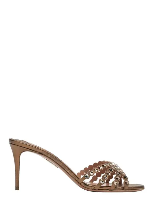 AQUAZZURA Tequila Embellished Stiletto Sandals - Brown
