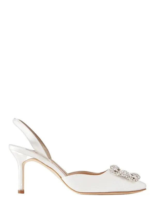 Manolo Blahnik Hangisi Sling 70 Crystal Embellished High-heeled Sandals - White