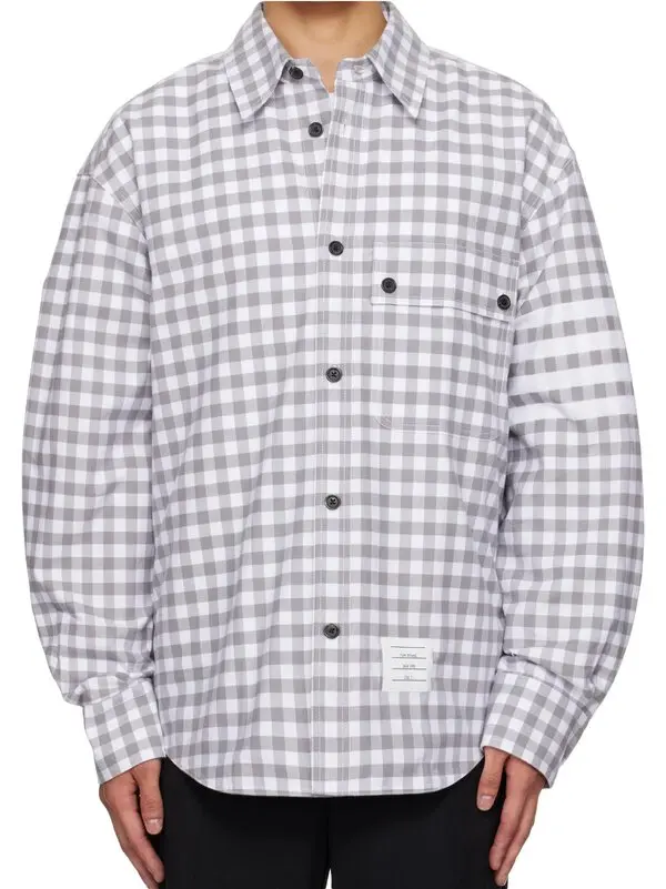 Thom Browne Gingham-pattern Buttoned Shirt - Medium Gray