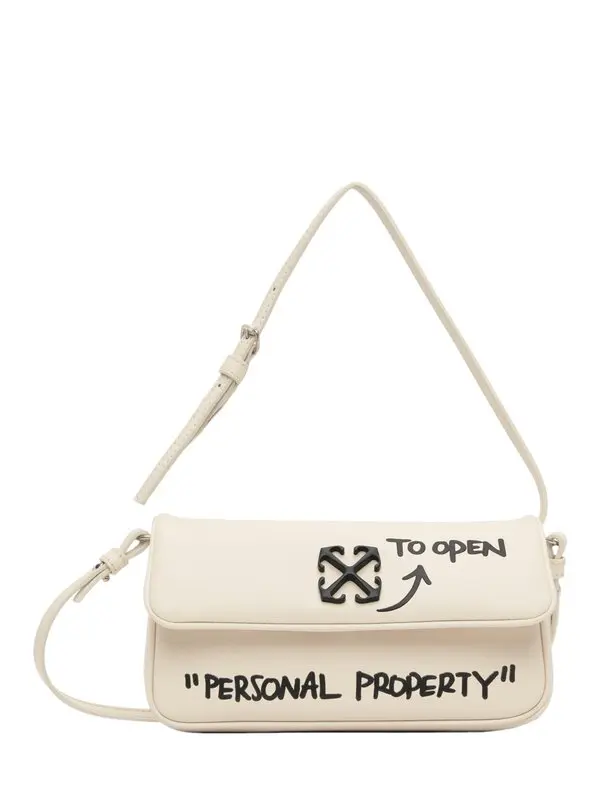 Off-White Logo Plaque Shoulder Bag - Nude