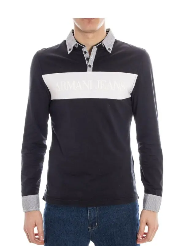 Emporio Armani Logo Details Polo Shirt - Black