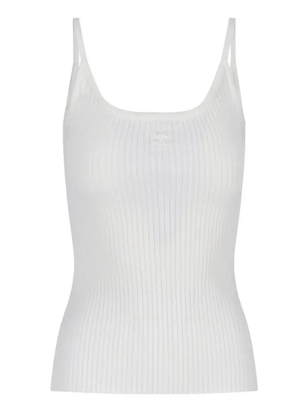 COURREGES Courrèges Ribbed Slim-fit Knitted Top - White