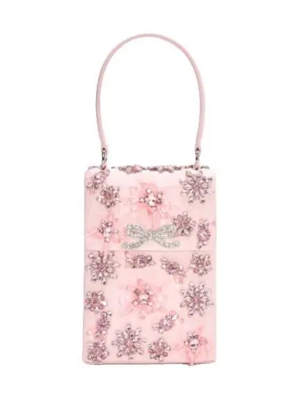 SELF-PORTRAIT Floral Crystal Embellished Mini Bag - Pink