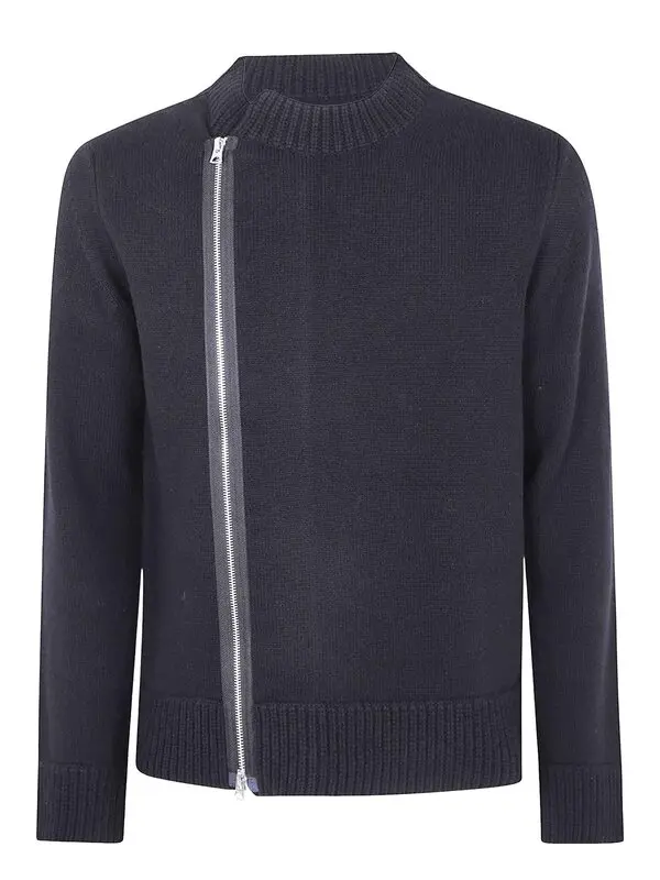 Sacai Zip-front Wool Cardigan - Black