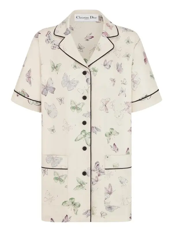 Dior Butterfly Print Short Sleeve Jacket - White