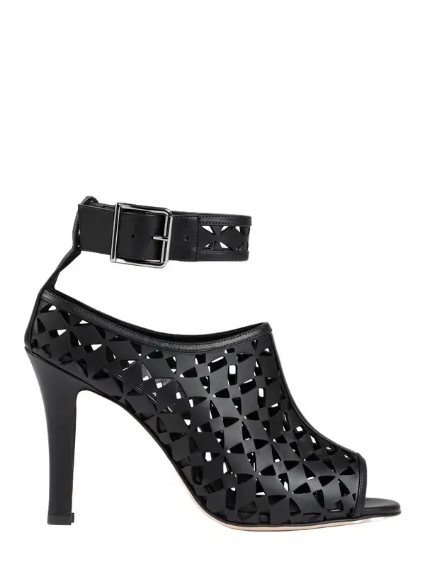 Manolo Blahnik Laser-cut Open Toe Sandals - Black