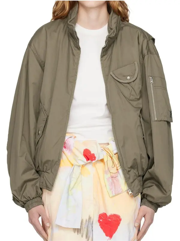 OPEN YY Cargo-style Bomber Jacket - Khaki