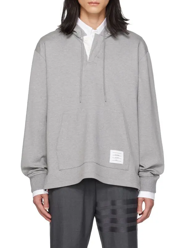 Thom Browne Cotton Long-sleeve Rugby Hoodie - Light Gray