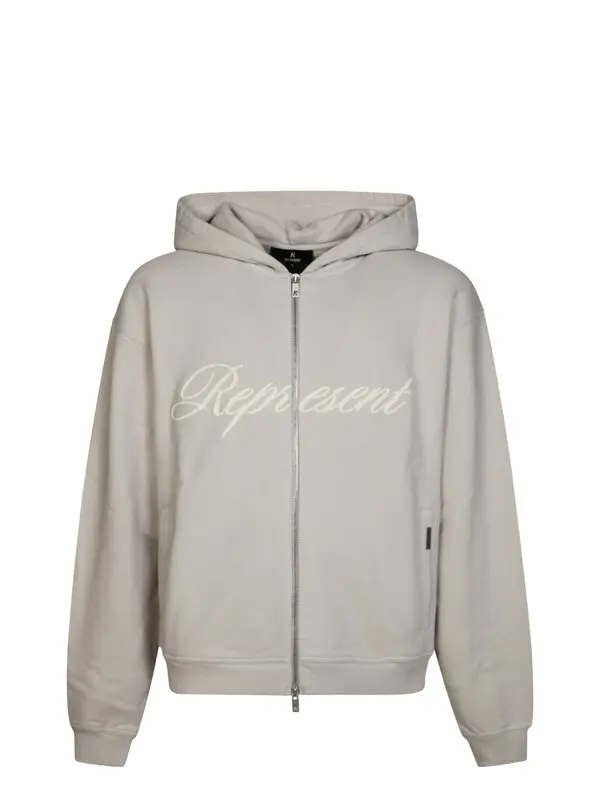 REPRESENT Script Logo Zip-up Hoodie - Gray