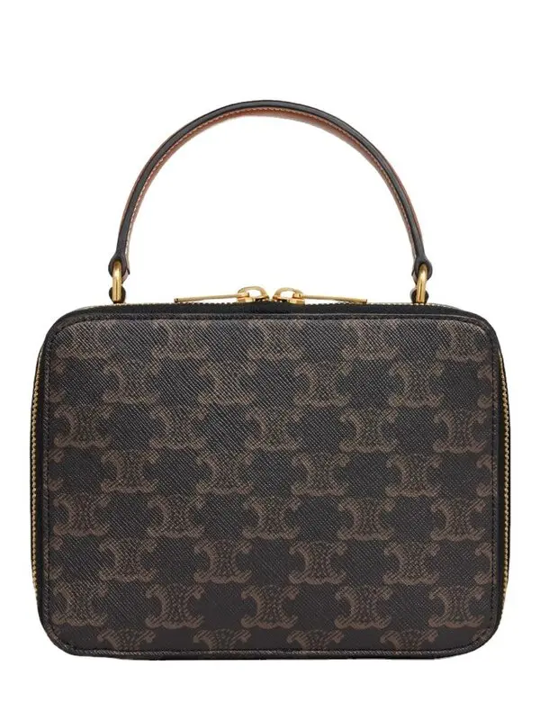 Celine Vanity Box In Triomphe Canvas And Calfskin - Tan