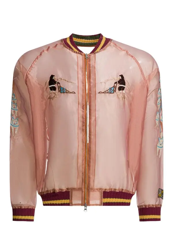 Kapital Sheer Pearl Mosquito Guard Bomber Jacket - Pink