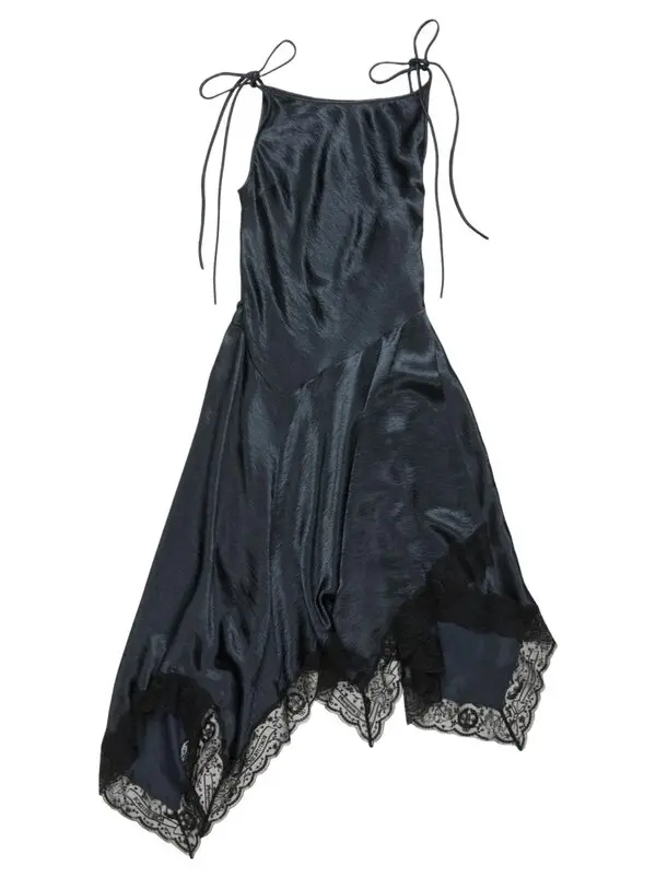 Acne Studios Lace-trim Asymmetric Dress - Gasoline Blue