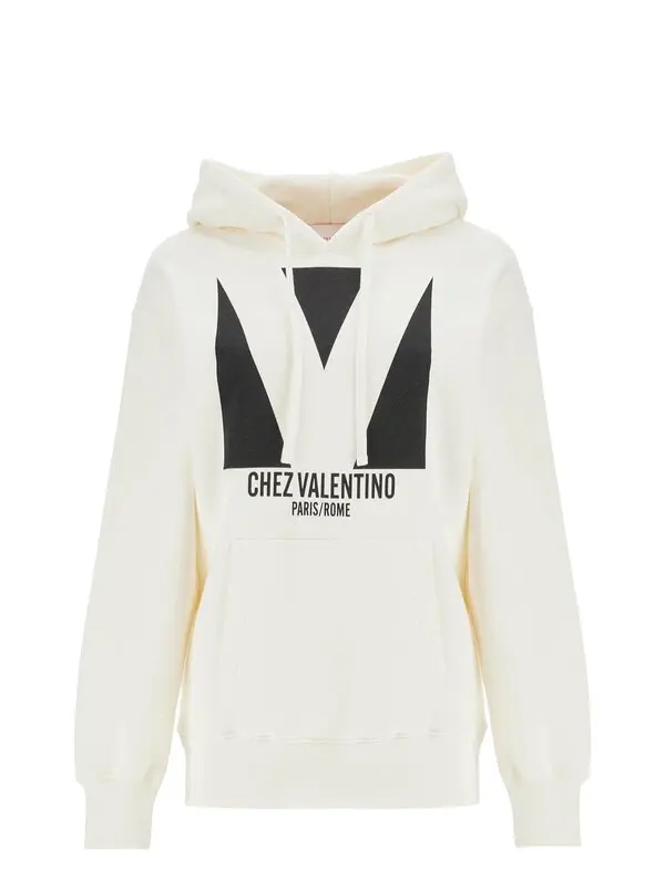 Valentino Garavani Oversized Drawstring Hoodie - Ivory White