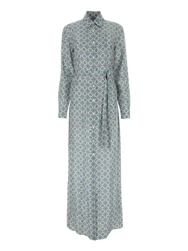 Prada Geometric Print Shirt Dress - Gray