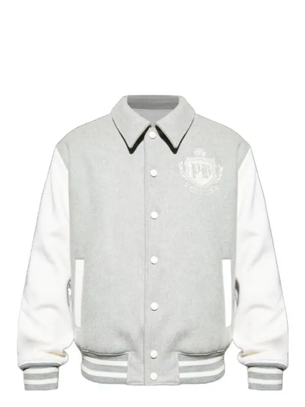 Balmain Varsity Jacket With Snap Button Fastening - Grey