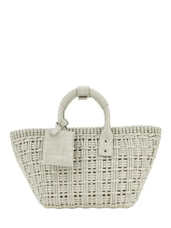 Balenciaga Woven Raffia Handbag - Nude