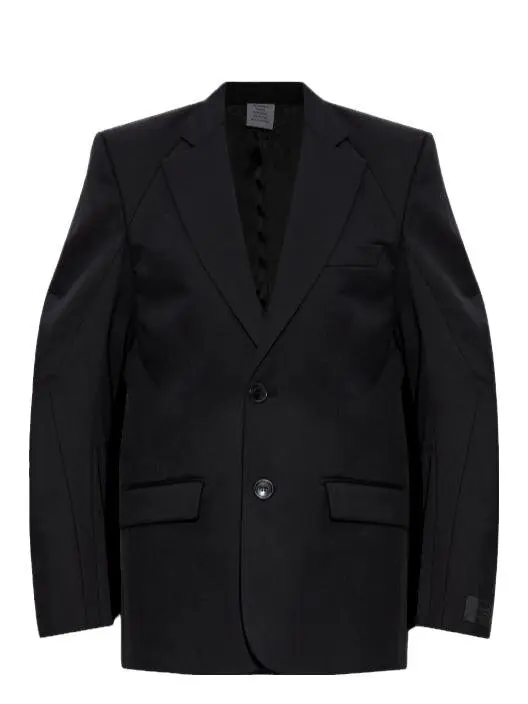 Vetements Padded-shoulder Wool Blazer - Black