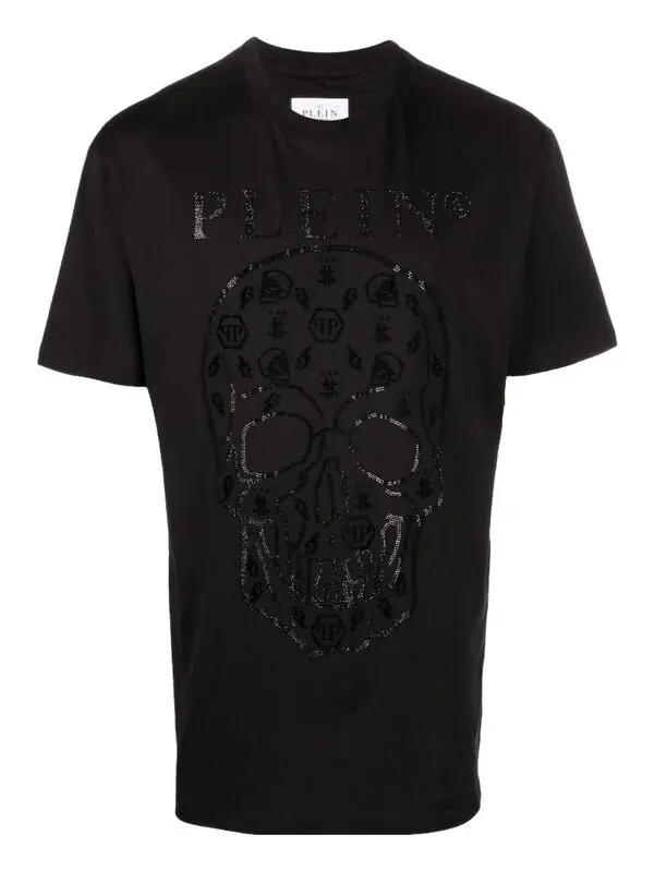 Philipp Plein Embellished Logo-print Detail T-shirt - Black