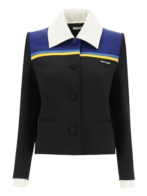 Miu Miu Logo Patch Tailored Jacket - Black