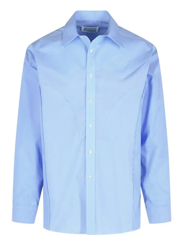 MAISON MARGIELA Side Slit Panelled Shirt - Light Blue