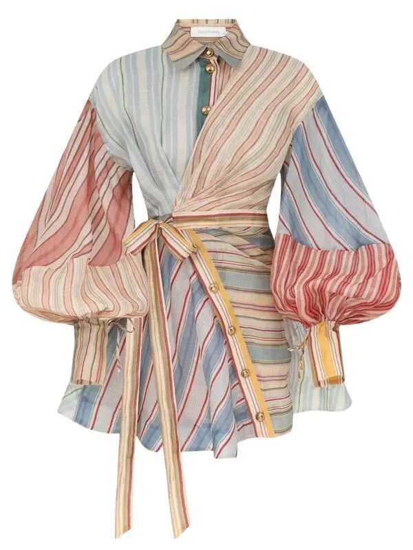 Zimmermann Rebellion Striped Shirt Dress - Spliced Stripes