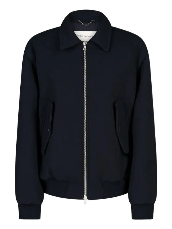Dries Van Noten Long-sleeved Zip-up Jacket - Navy