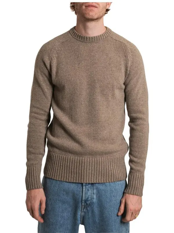 Ami Knitted Crew-neck Jumper - Brown