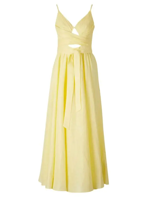 Zimmermann Awaken Midi Dress - Lemon Yellow