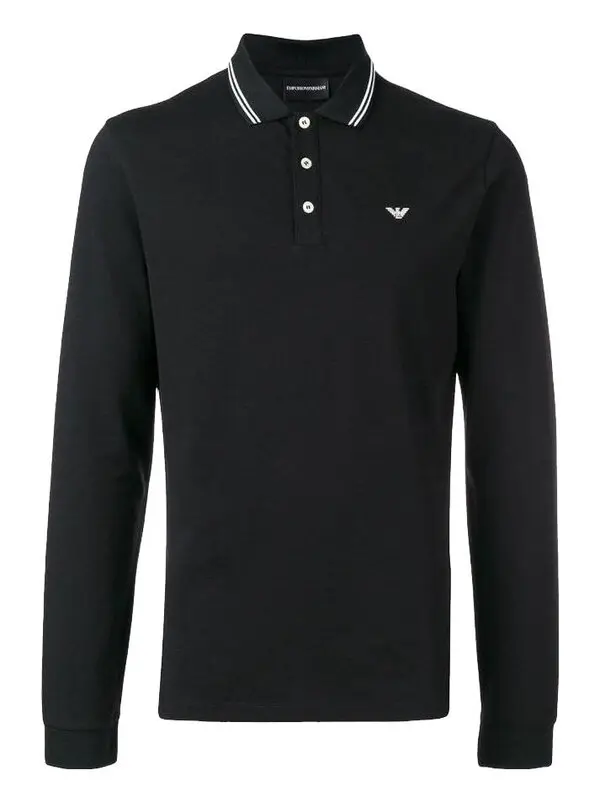 Emporio Armani Long-sleeved Polo Shirt - Black