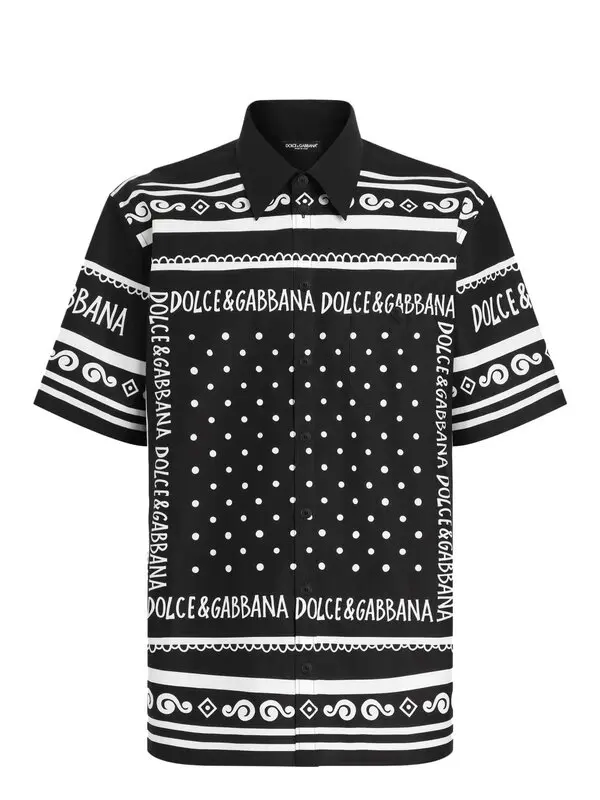 Dolce & Gabbana Dolce Gabbana Logo Printed Short-sleeved Shirt - Black