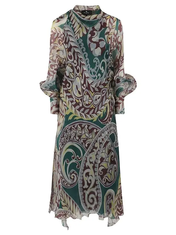 Etro Maxi Dress With Side Panels And Batwing Sleeves - Gray