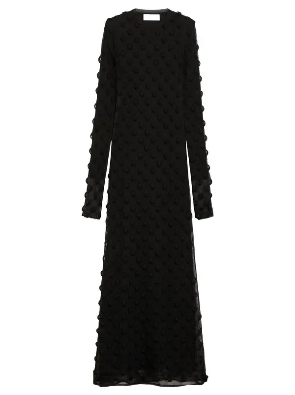 Sportmax Long Sleeve Bubble Effect Sheer Dress - Black
