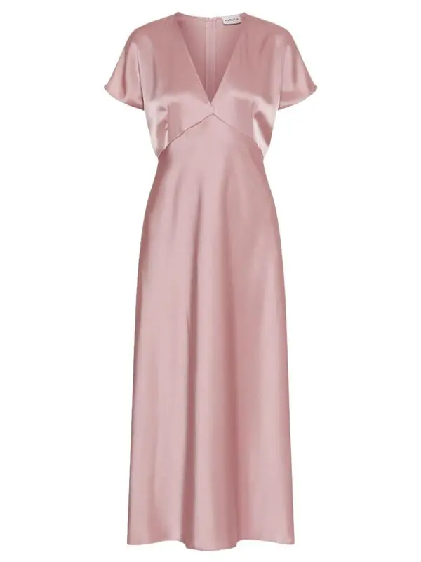 Marella Satin Dress With V-neckline And Kimono Sleeves - Pink