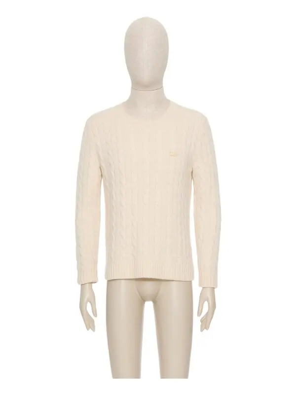 Valentino Garavani Logo Plaque Cable Knit Crewneck Jumper - Nude
