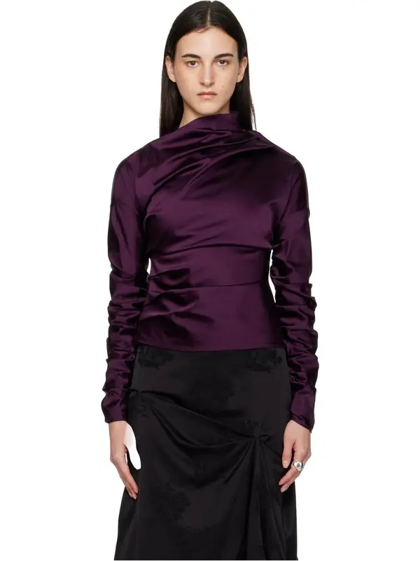 GANNI Pleated Long Sleeve Top - Black