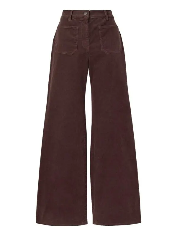 NILI LOTAN Florence Corduroy Wide-leg Trousers - Brown