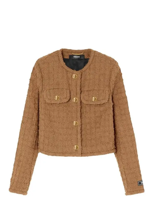 Versace Heritage Button-up Tweed Jacket - Brown