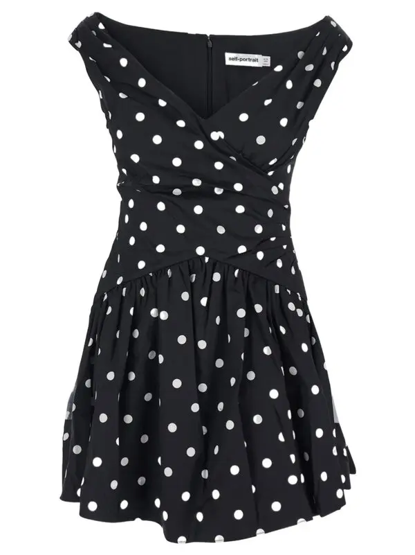 SELF-PORTRAIT Polka Dot Mini Dress - Black