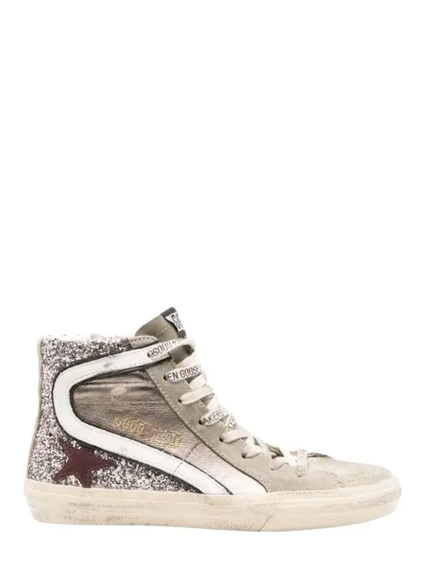 GOLDEN GOOSE Slide Sequined High-top Sneakers - Nude