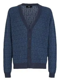 Fendi Ff Motif Regular Fit Cardigan - Blue