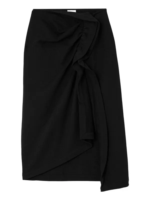 Dries Van Noten Ruffle-trim Cotton Midi Skirt - Black